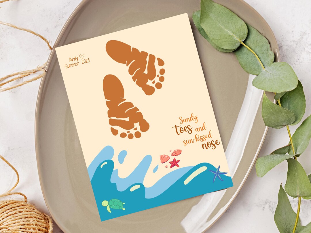 Summer Footprint Craft Printable, DIY Beach Art Project for Kids ...