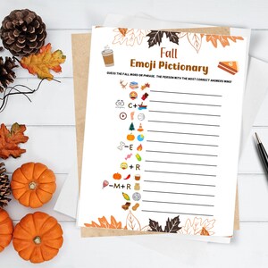 Fall Emoji Pictionary Game Printable Fun Autumn Games Emoji - Etsy