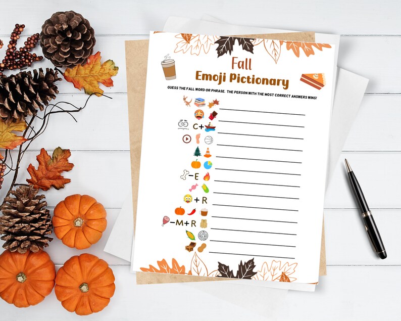 Fall Emoji Pictionary Game Printable Fun Autumn Games Emoji - Etsy UK