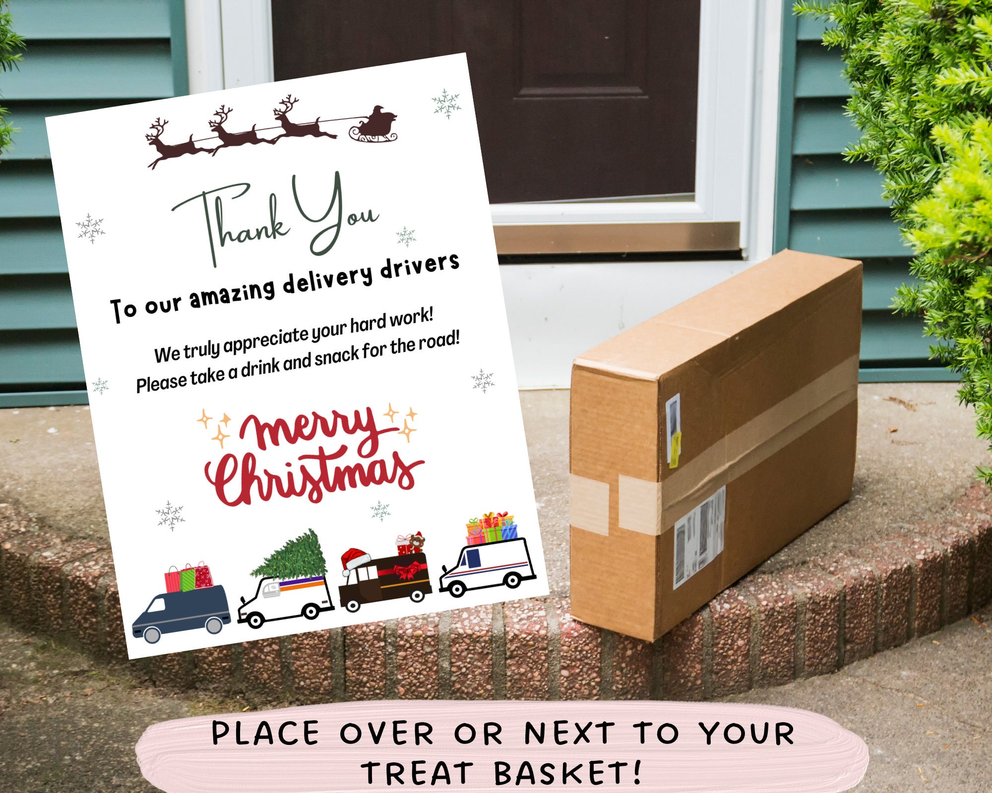 Treat Basket Printable Sign Christmas Delivery Driver - Etsy