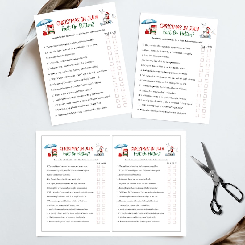 Christmas in July Games Printable, Summer Christmas Party, Fun Family ...