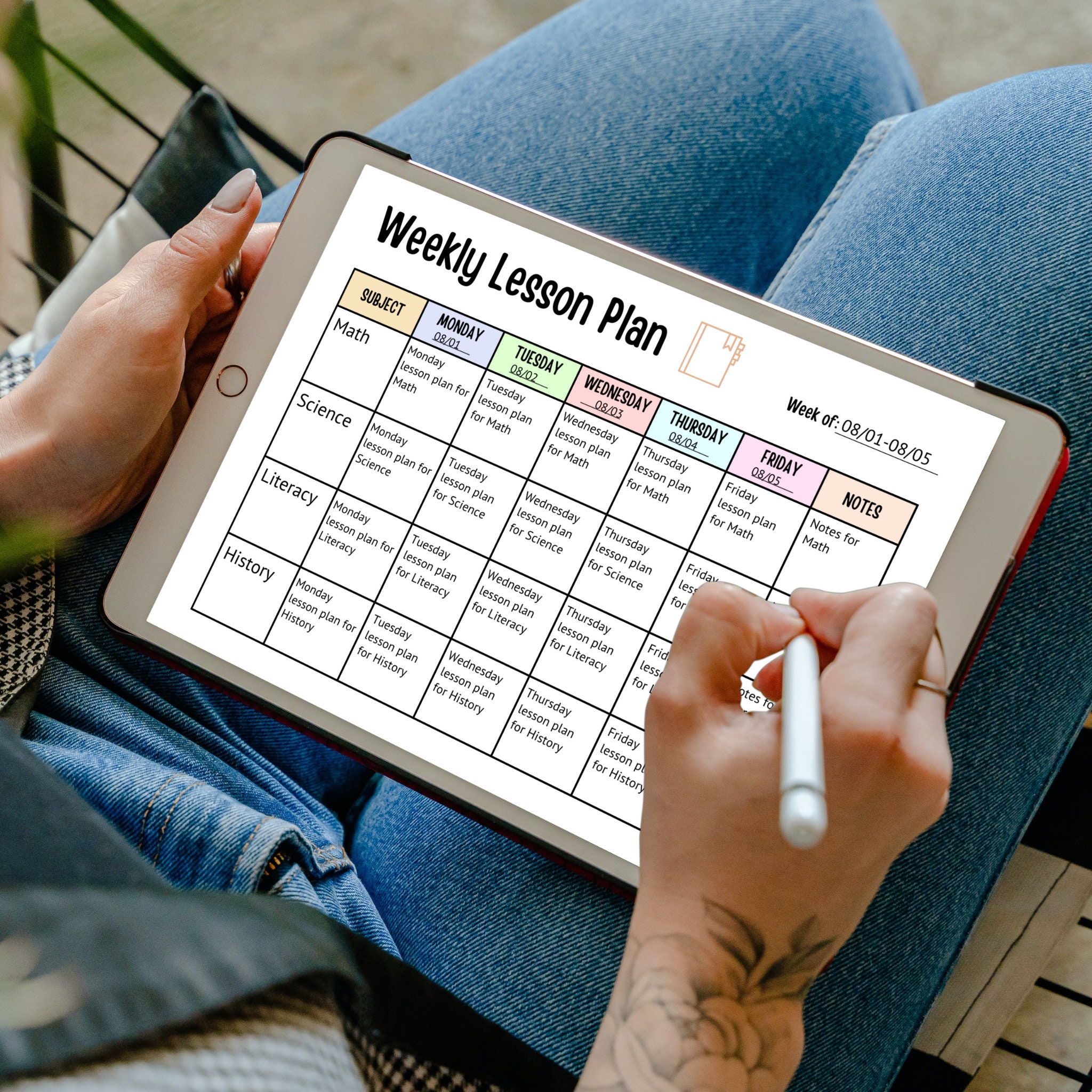 Weekly Lesson Plan Printable, Editable Weekly School Schedule, Simple ...