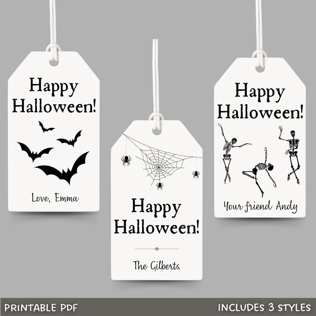 Halloween Gift Tag Printable Template, Editable Halloween Party Favor ...