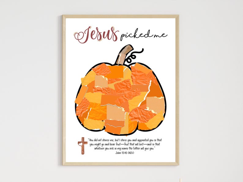 Fall Pumpkin Torn Paper Craft Printable for Kids, Thanksgiving Bible ...