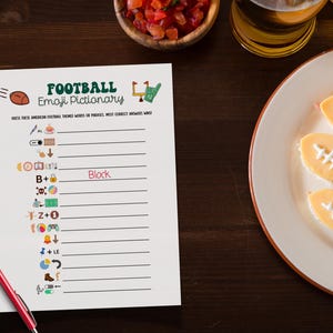 Football Emoji Pictionary Game Printable, Super Bowl Sunday Party Game ...