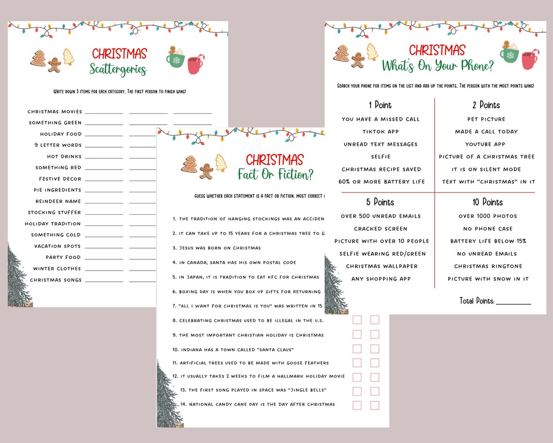 Christmas Game Bundle Printable Family Christmas Games - Etsy