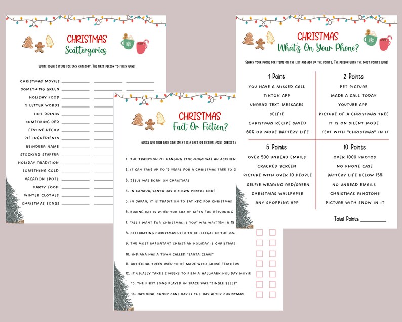 Christmas Game Bundle Printable Family Christmas Games - Etsy