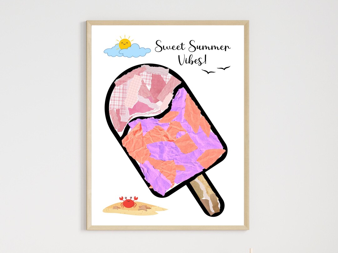 Summer Torn Paper Crafts Printable, DIY Cut and Paste Shredded Pieces ...