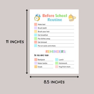 Printable Before School Checklist, Morning Reminders for Kids, Editable ...