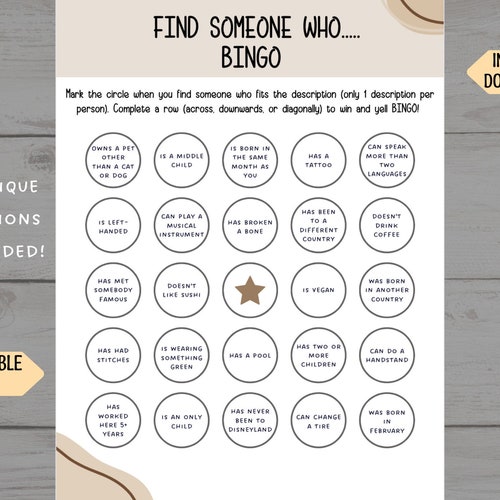Find the Guest Human Bingo Get to Know You Icebreaker Party - Etsy