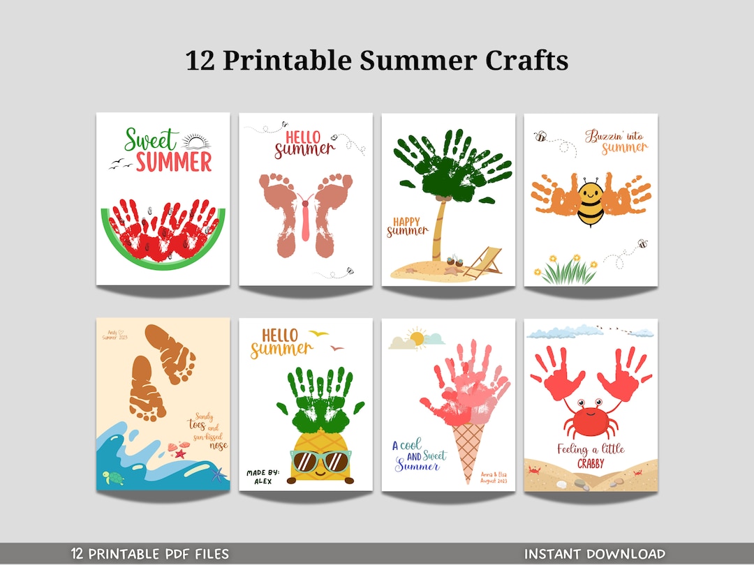 Summer Handprint Craft Printable, Footprint Art for Kids, Toddler ...