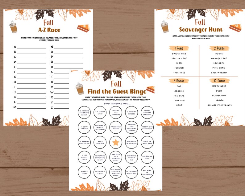Fall Games Bundle Printable Fun Autumn Games Fall Time - Etsy