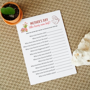 Mother's Day Game Printable, Mothers Day Party Game for Kids and Adults ...