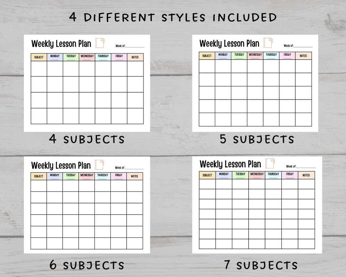 Weekly Lesson Plan Printable Editable Weekly School Schedule - Etsy