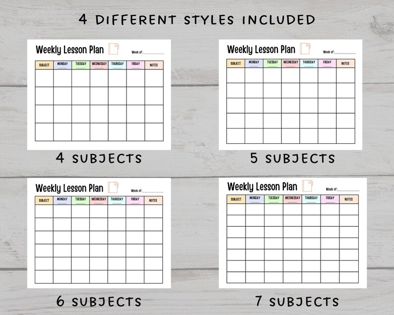 Weekly Lesson Plan Printable Editable Weekly School Schedule - Etsy