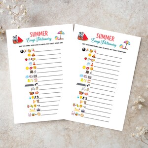 Summer Emoji Pictionary Game Printable, Summertime Activities for ...