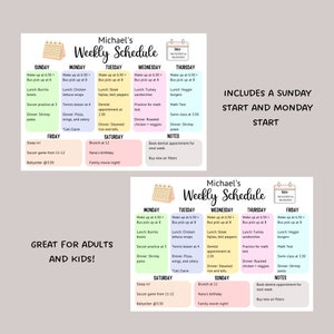Kids Weekly Planner Printable, Editable Weekly Schedule Kids, Weekly ...