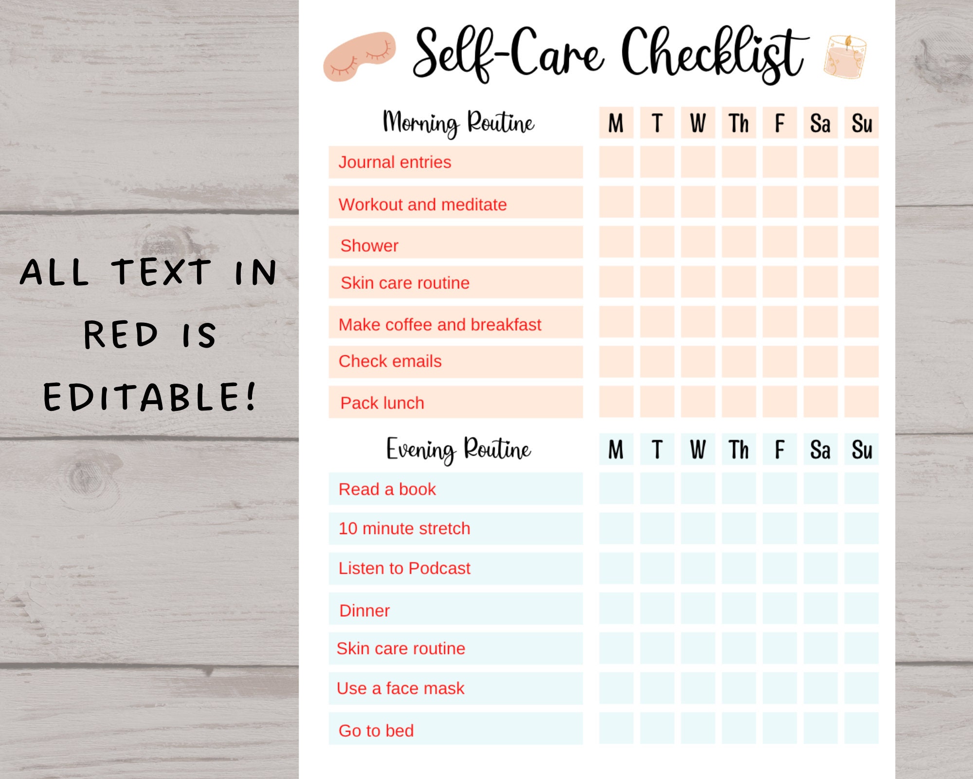 Self Care Checklist Printable Digital Planner Journal - Etsy UK