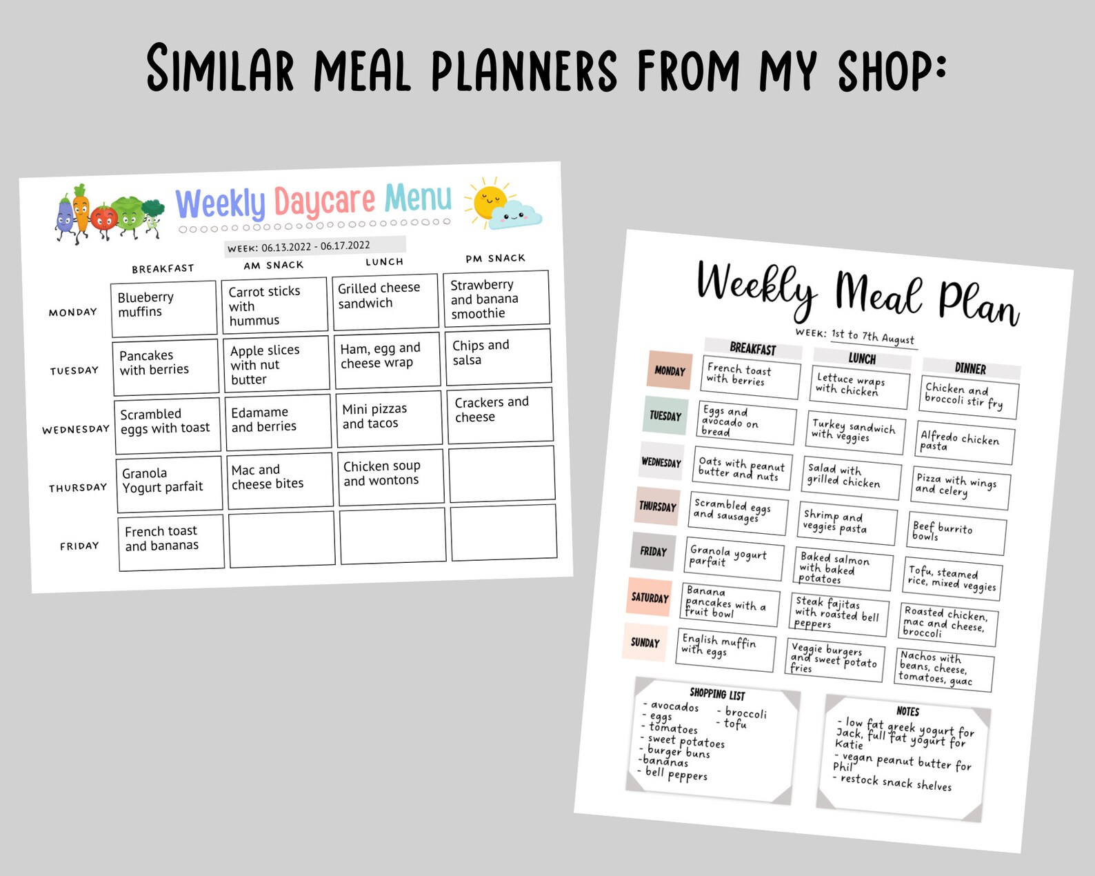School Lunch Meal Planner Printable Editable Lunch Menu Kids - Etsy
