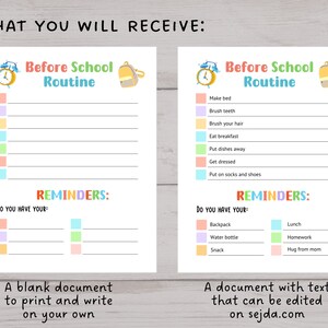 Printable Before School Checklist Morning Reminders for Kids - Etsy