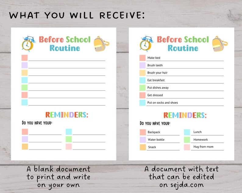 Printable Before School Checklist Morning Reminders for Kids - Etsy ...