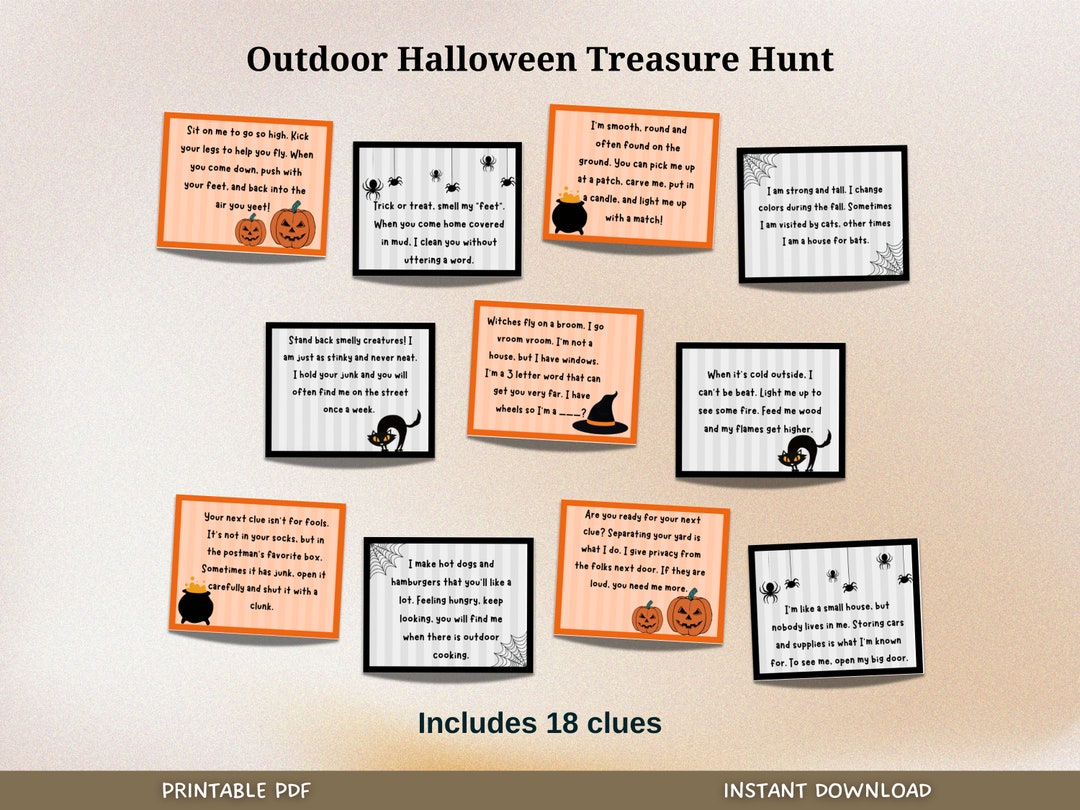 Outdoor Halloween Scavenger Hunt for Kids, Halloween Treasure Hunt ...