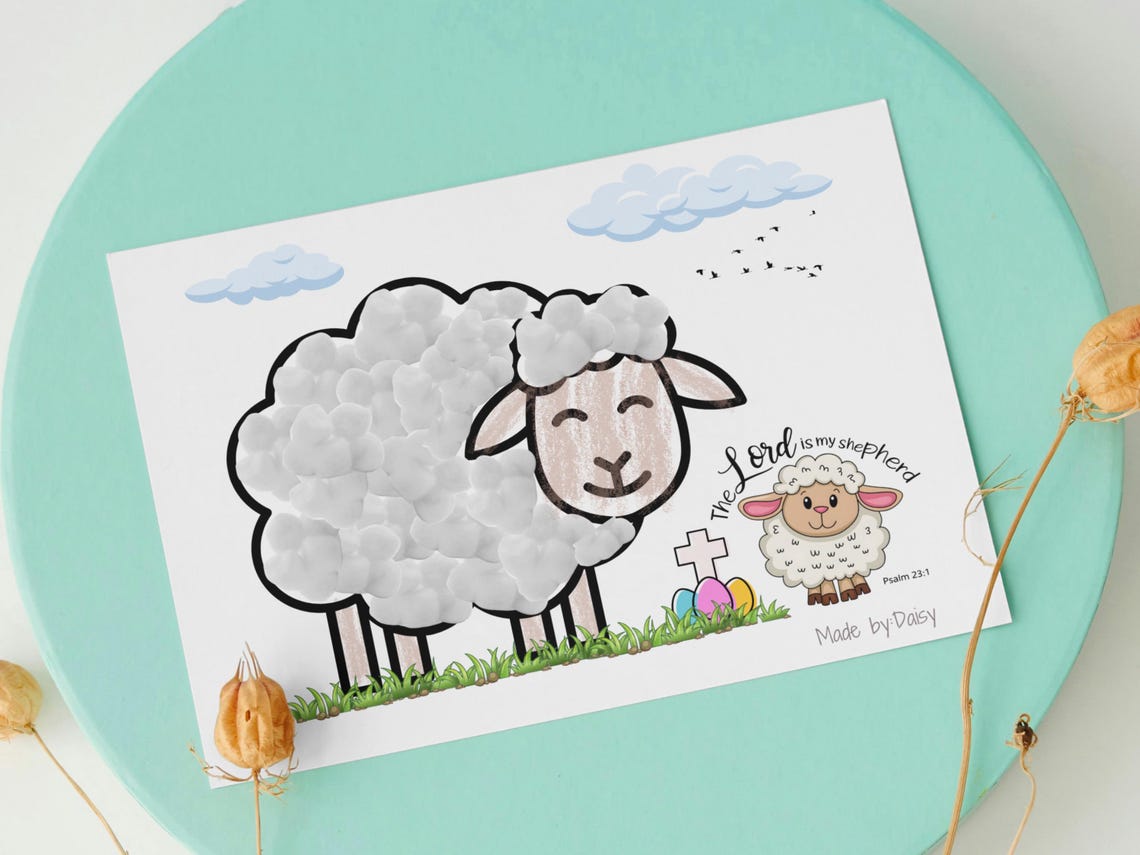 Easter Sheep Lamb Craft Printable Template, DIY Art Religious Keepsake ...