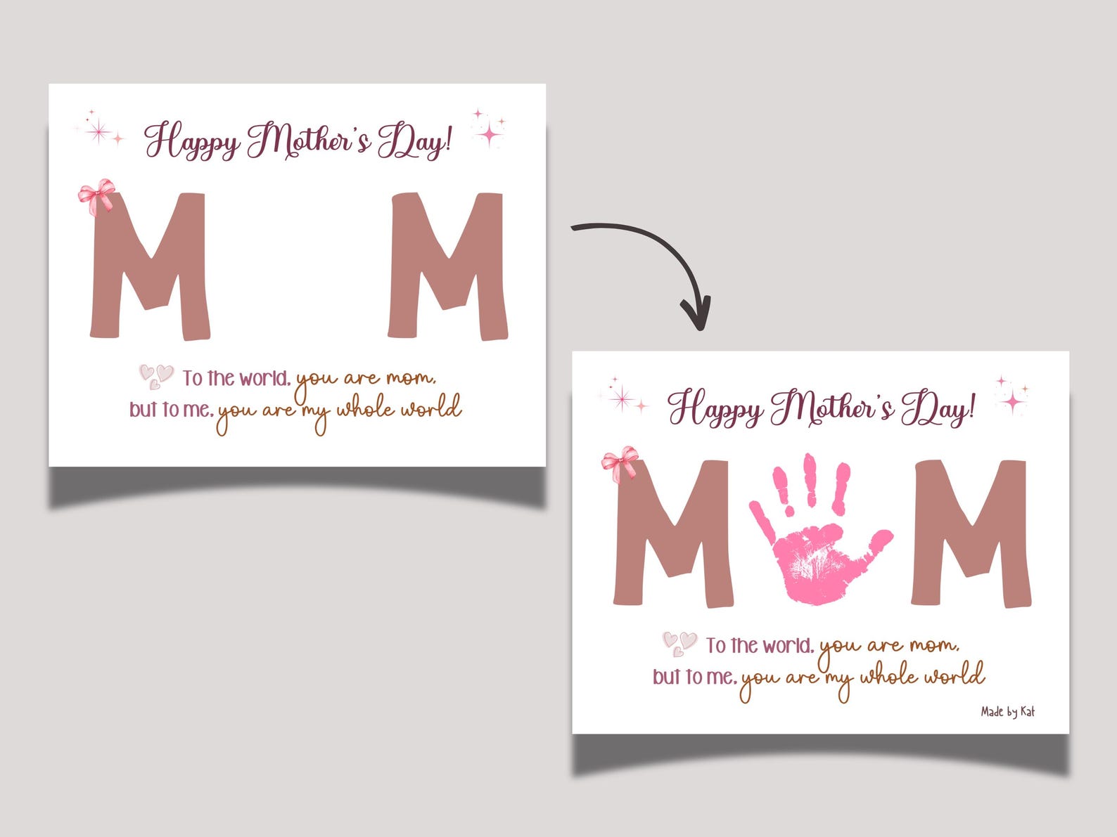 Mothers Day Handprint Craft for Kids Printable, DIY Mommy Card Art ...