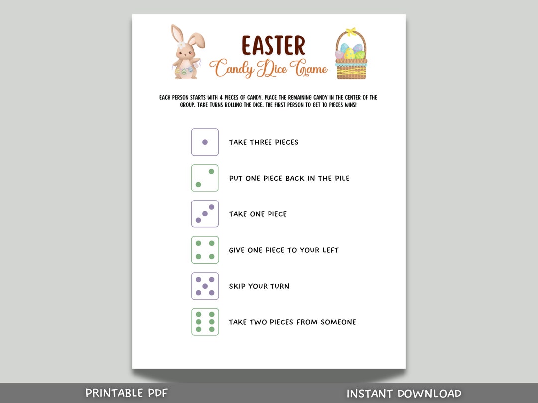 Easter Candy Dice Game Printable, Easter Egg Exchange Party Game ...
