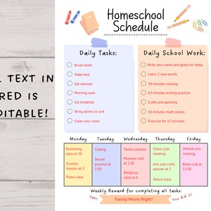 Homeschool Schedule Homeschool Planner Printable Homeschool - Etsy