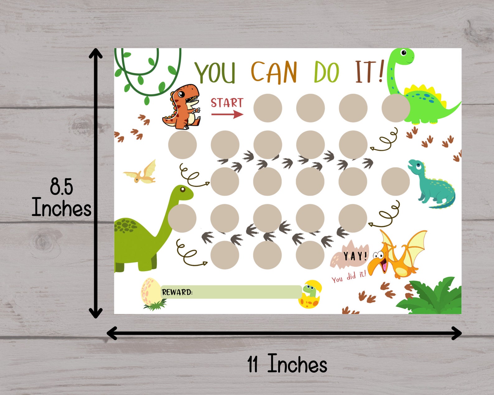 Dinosaur Reward Chart for Kids Printable T-rex Behavior - Etsy