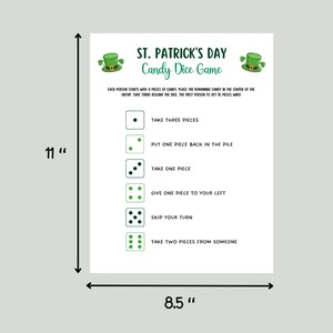 St Patrick's Day Candy Dice Game Printable, St Patty's Day Party Games ...