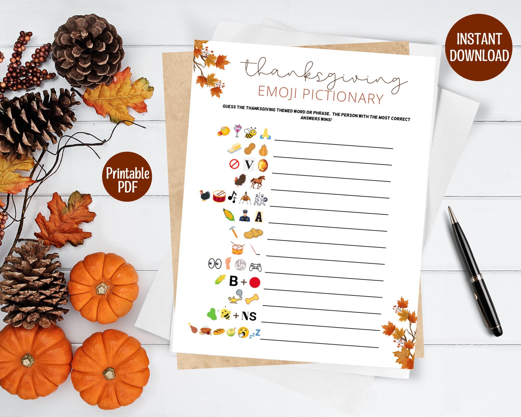 Thanksgiving Emoji Pictionary Game Printable Fun Thanksgiving - Etsy