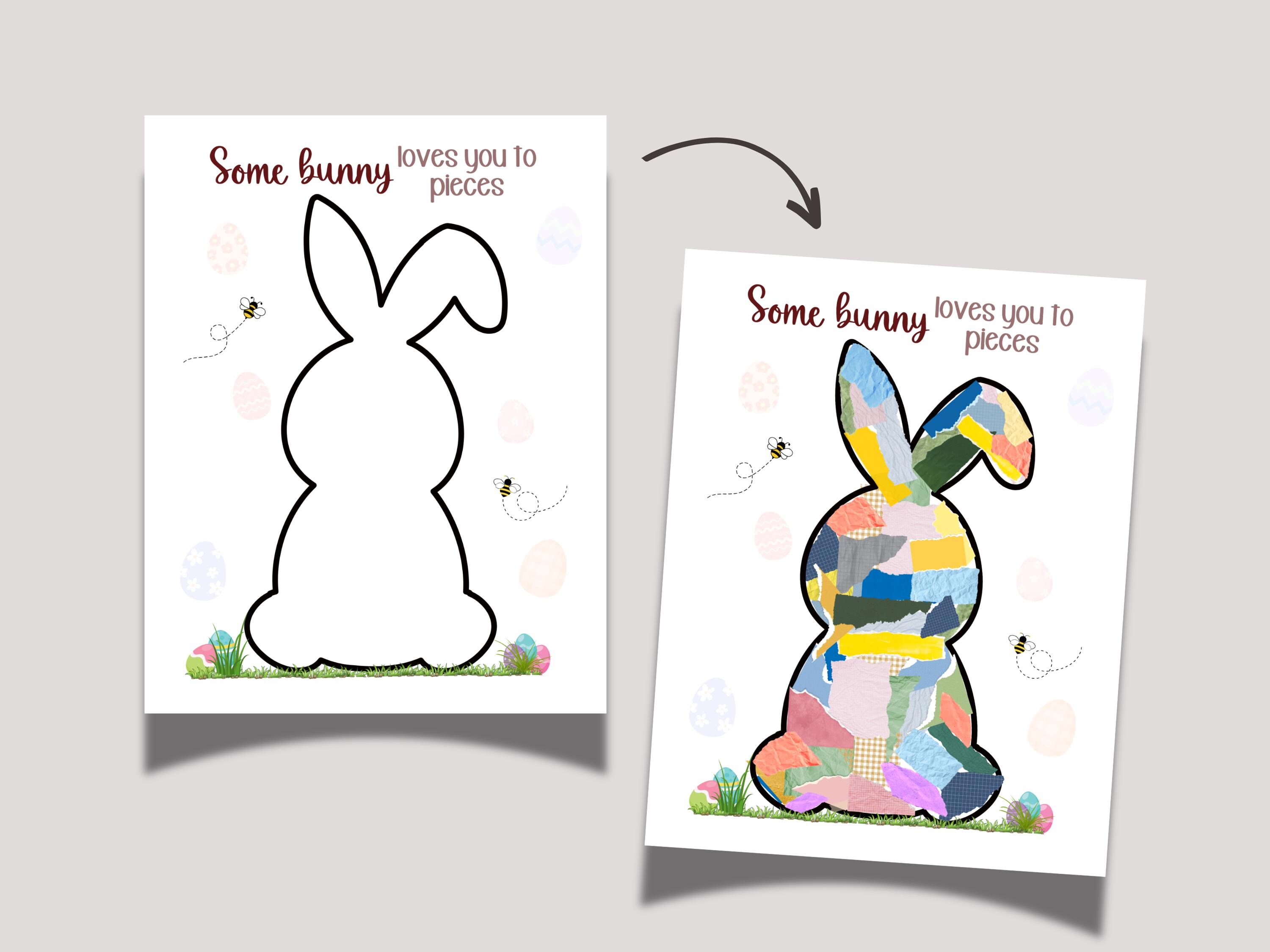 Easter Bunny Crafts for Kids Printable DIY Torn Paper Art Activity ...