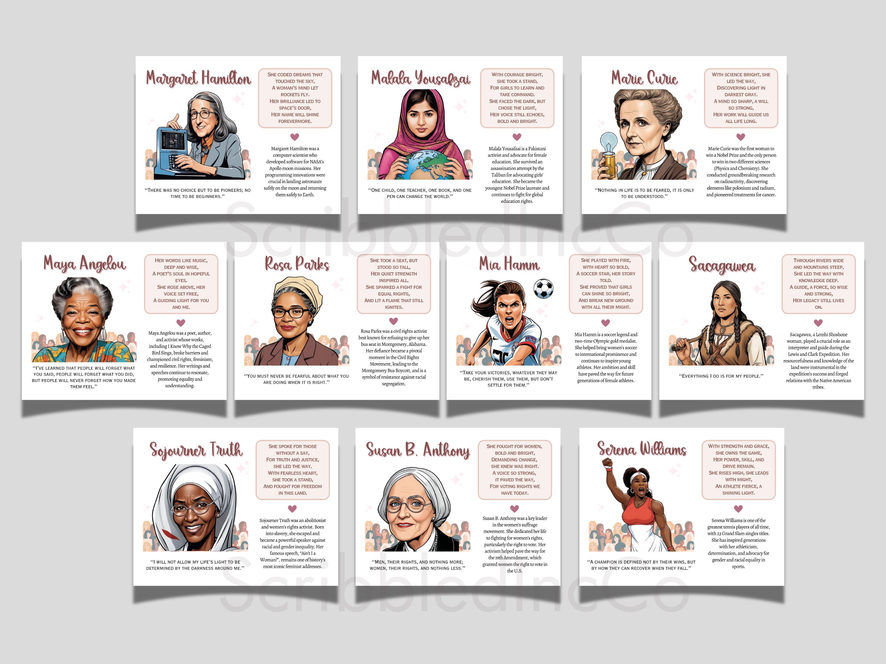 Womens History Poster Set Printable Inspirational Quote Classroom March ...
