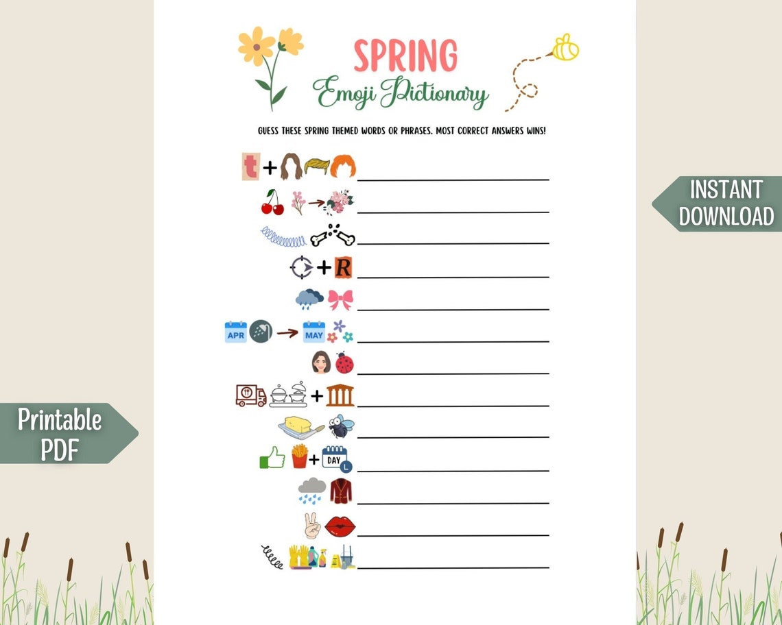 Spring Emoji Pictionary Game Printable Spring Activities for - Etsy