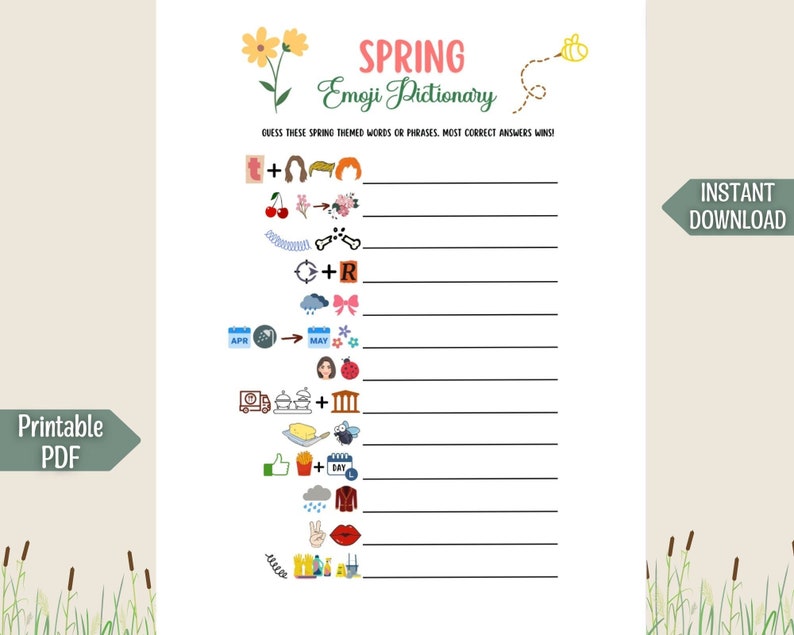 Spring Emoji Pictionary Game Printable Spring Activities for - Etsy