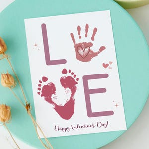 Valentines Day Handprint Holiday Crafts Printable, DIY Love Art for ...