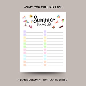 Summer Bucket List Printable, Editable Summer Break Template, Fun ...
