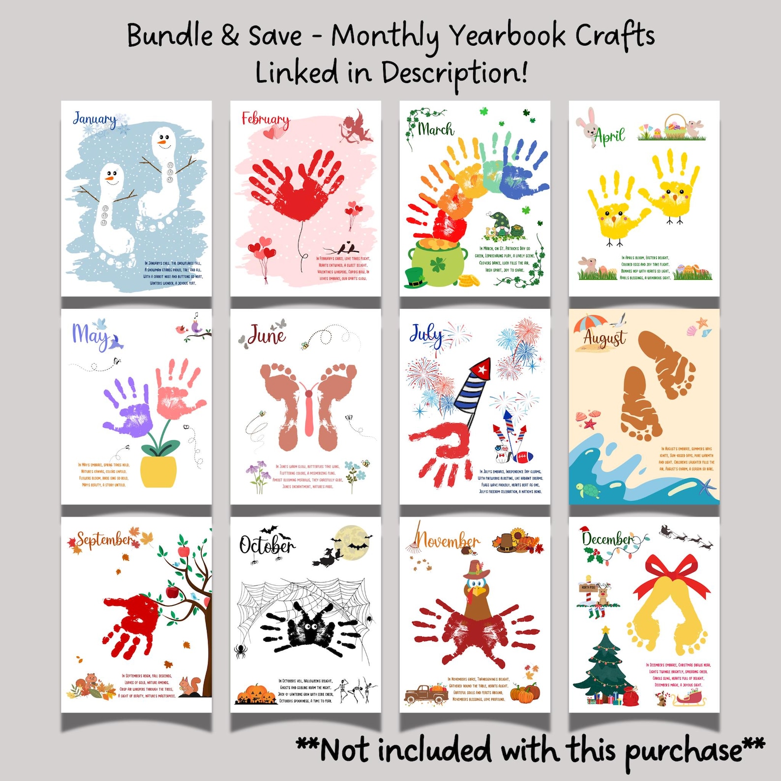 January Handprint Footprint Crafts Printable, DIY Art Kids Preschool ...