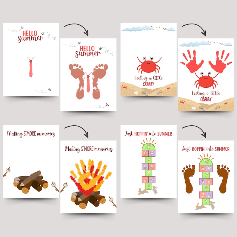 Summer Handprint Craft Printable, Footprint Art for Kids, Toddler ...