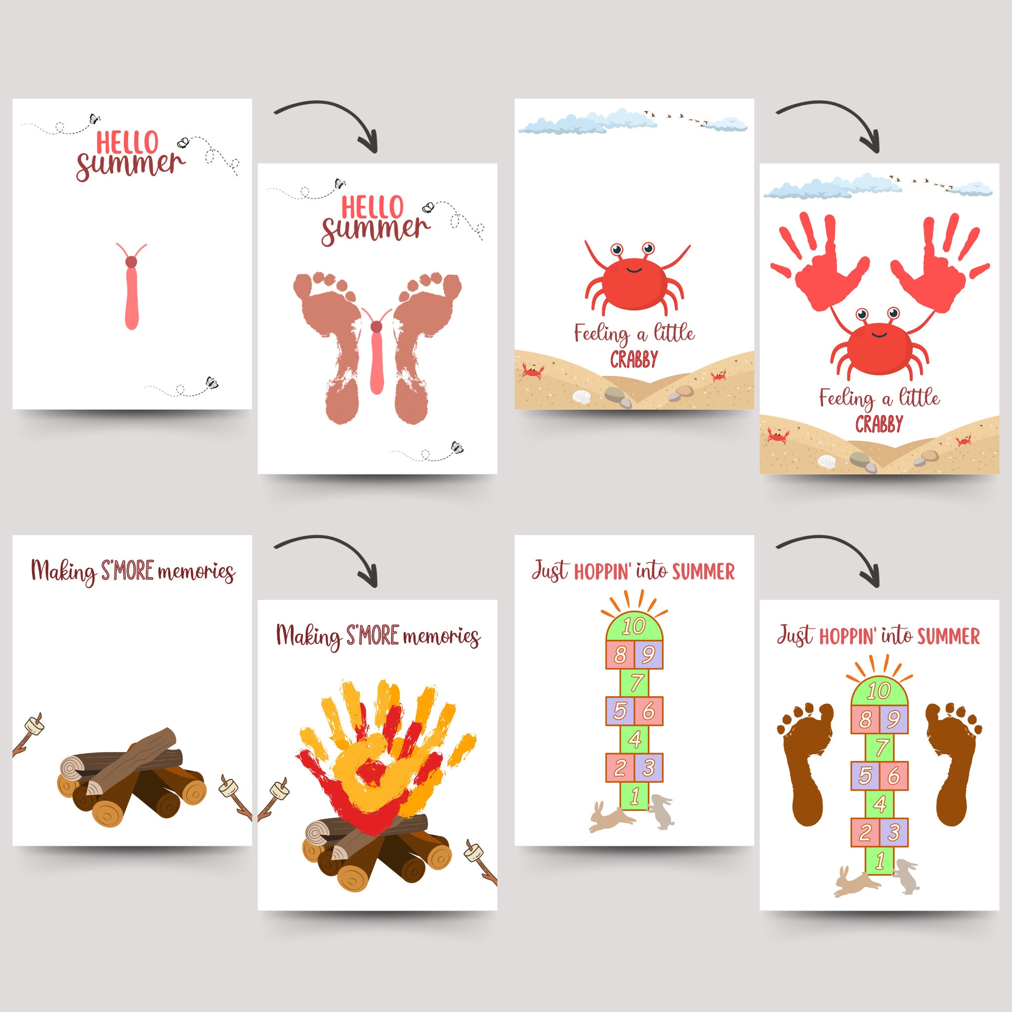 Summer Handprint Craft Printable, Footprint Art for Kids, Toddler ...