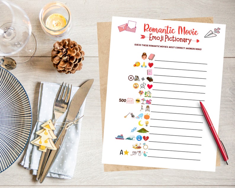 Valentine's Day Romantic Movie Emoji Pictionary Game - Etsy