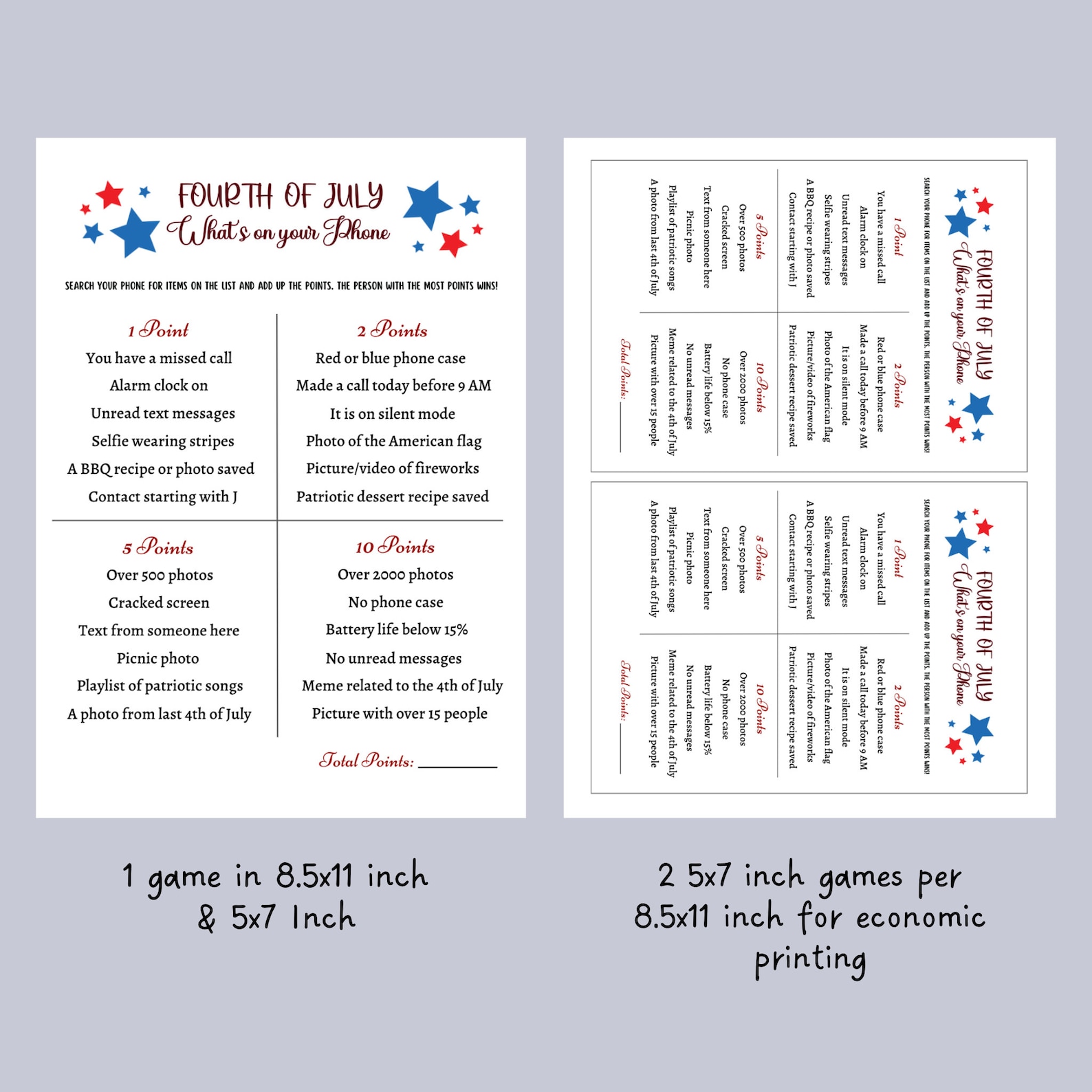 4th of July Games Printable, Independence Day Patriotic American Trivia ...