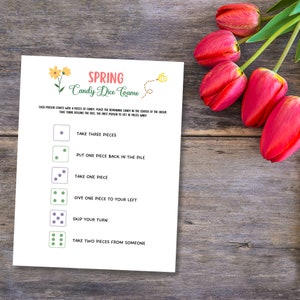 Spring Candy Dice Game Printable, Spring Activity Adults & Kids ...