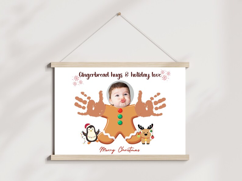 Christmas Handprint Craft Printable for Kids, DIY Winter Photo Art Baby ...