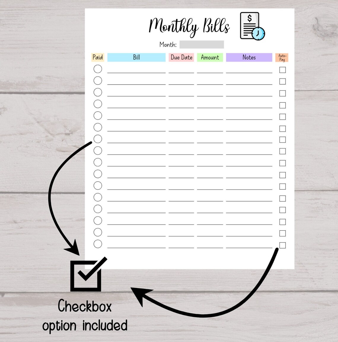 Editable Monthly Bill Tracker Monthly Bill Log Bill Planner - Etsy