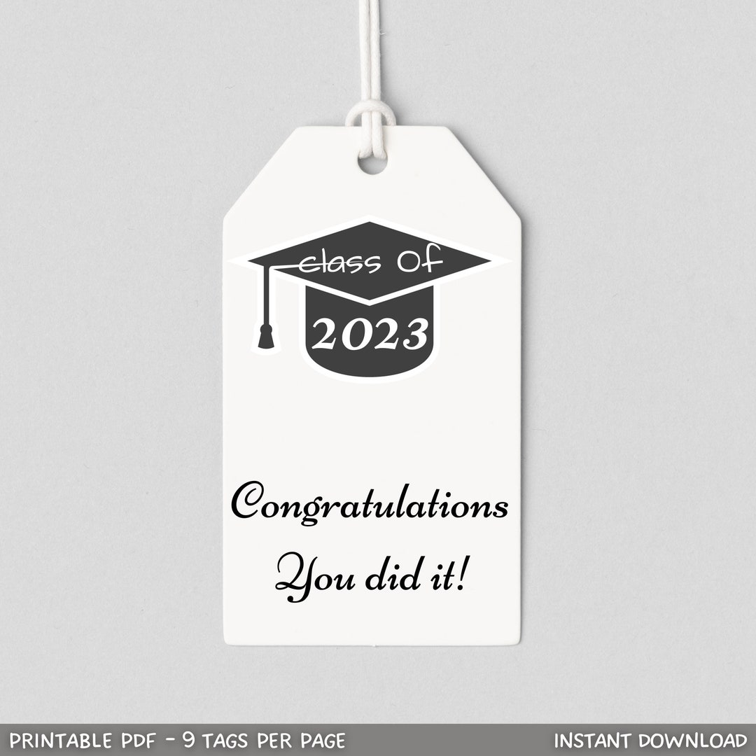 Graduation Gift Tags Printable, 2023 Grad Tags, Congrats Grad, Senior ...