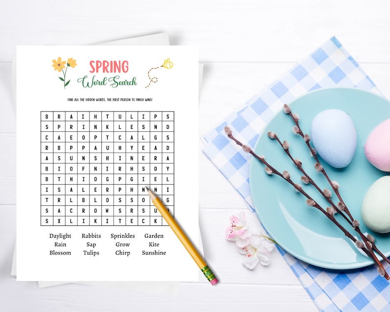 Spring Word Search Game Printable Spring Activity Adults and - Etsy