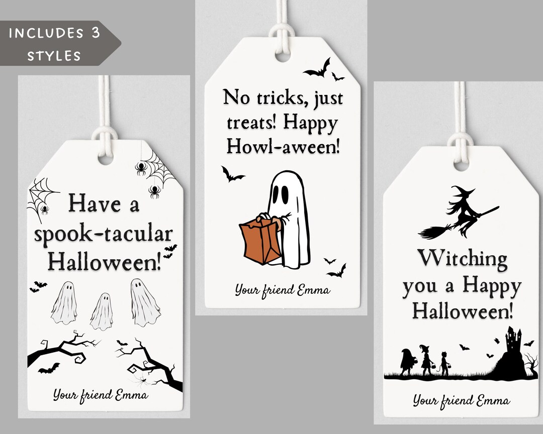 Halloween Favor Tags Printable Template Editable Halloween - Etsy